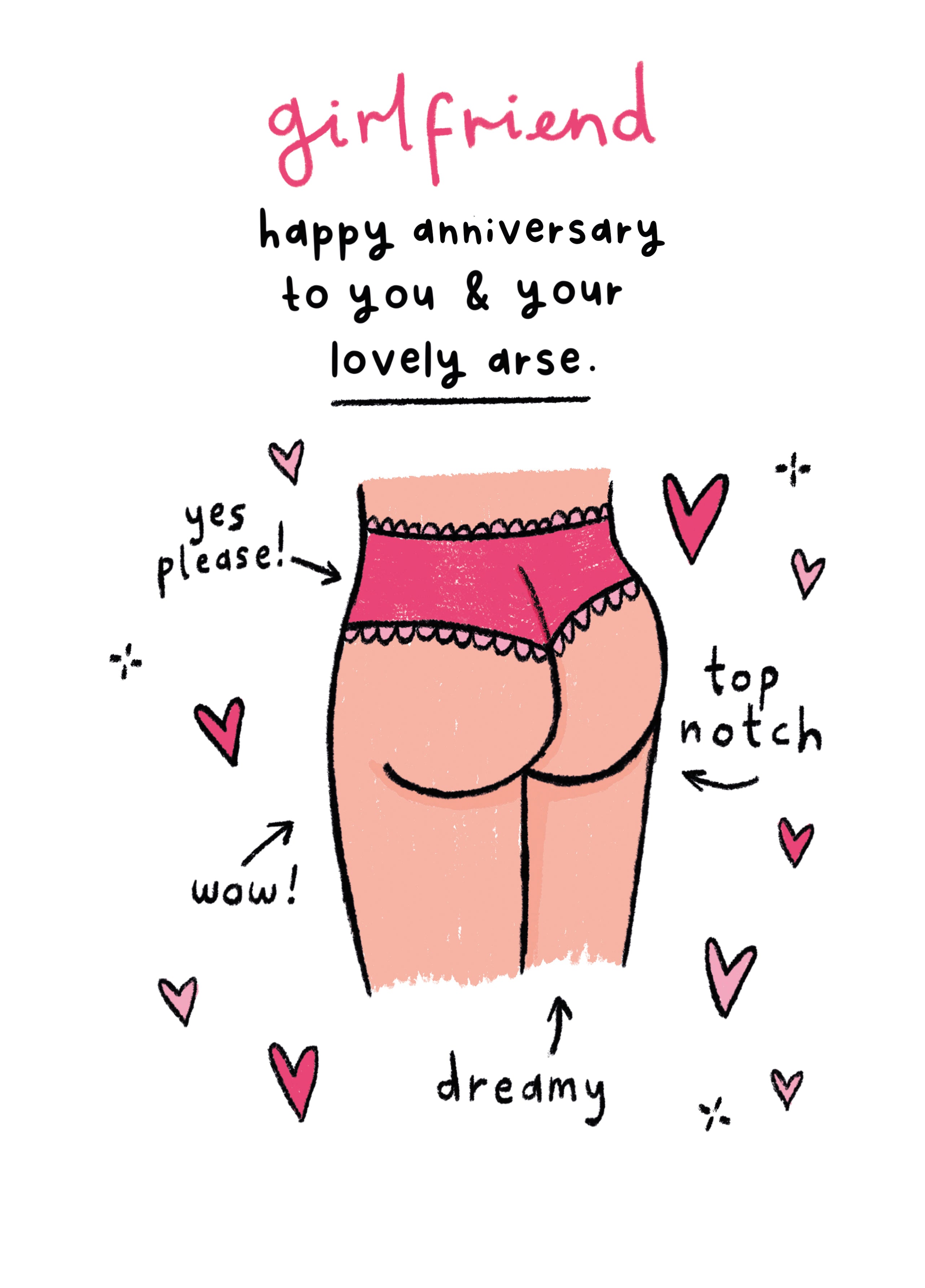 Girlfriend Lovely Arse Anniversary Card – Scribbler Cards & Gifts