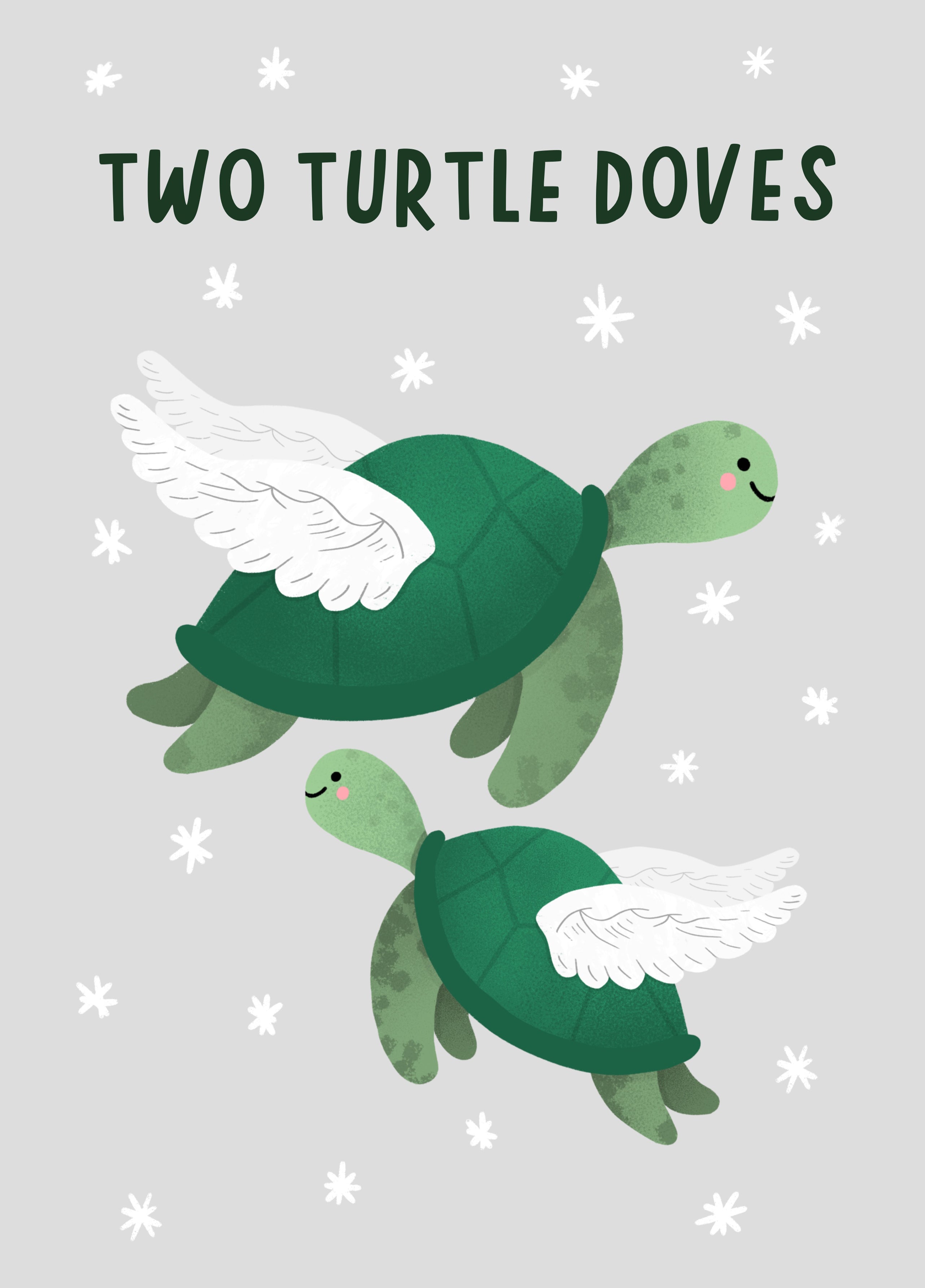 Two Turtle Doves, Funny Turtle Pun Christmas Card – Scribbler Cards & Gifts