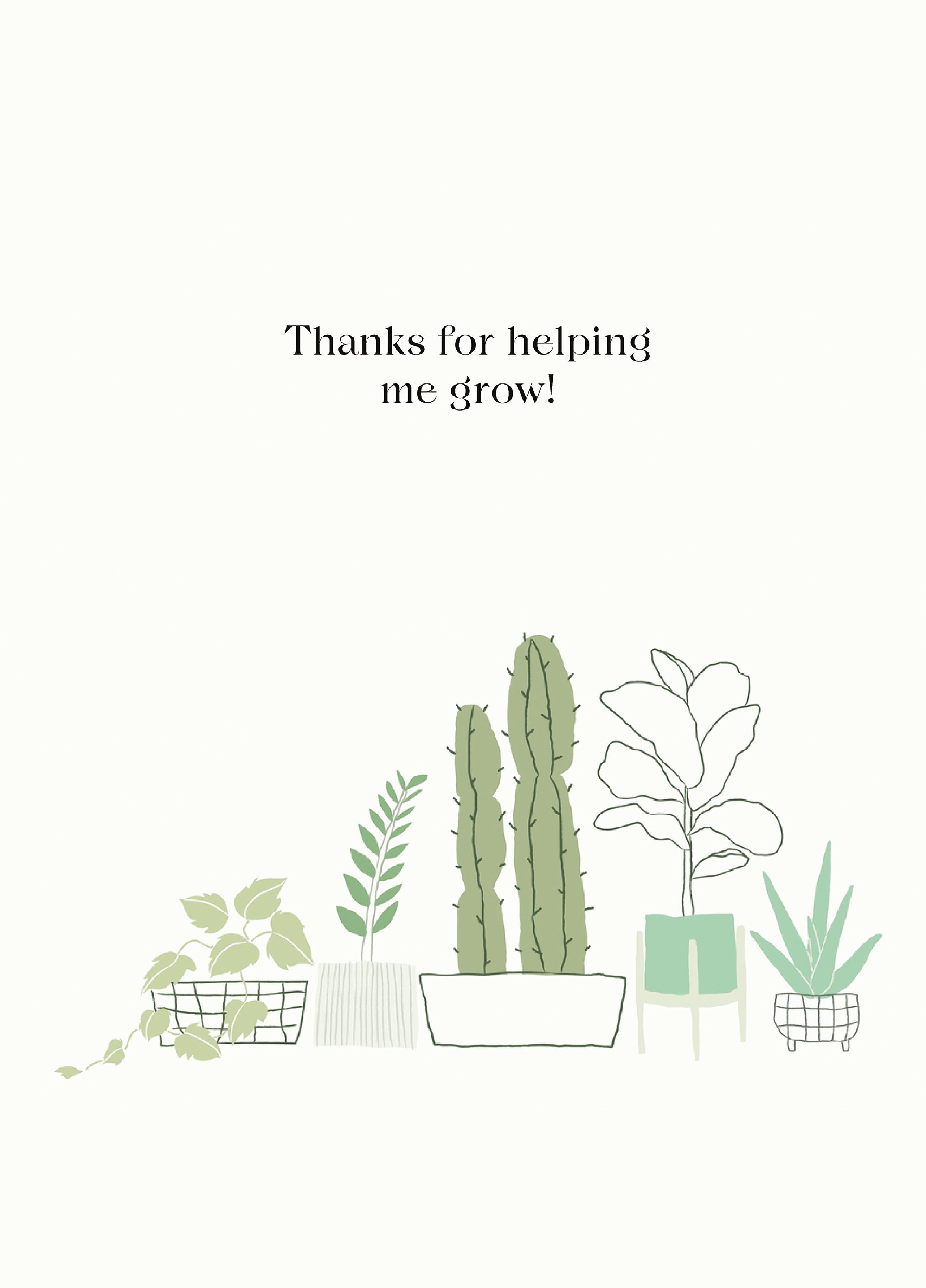 Thanks For Helping Me Grow! Cute Plant Thank You Card – Scribbler Cards ...