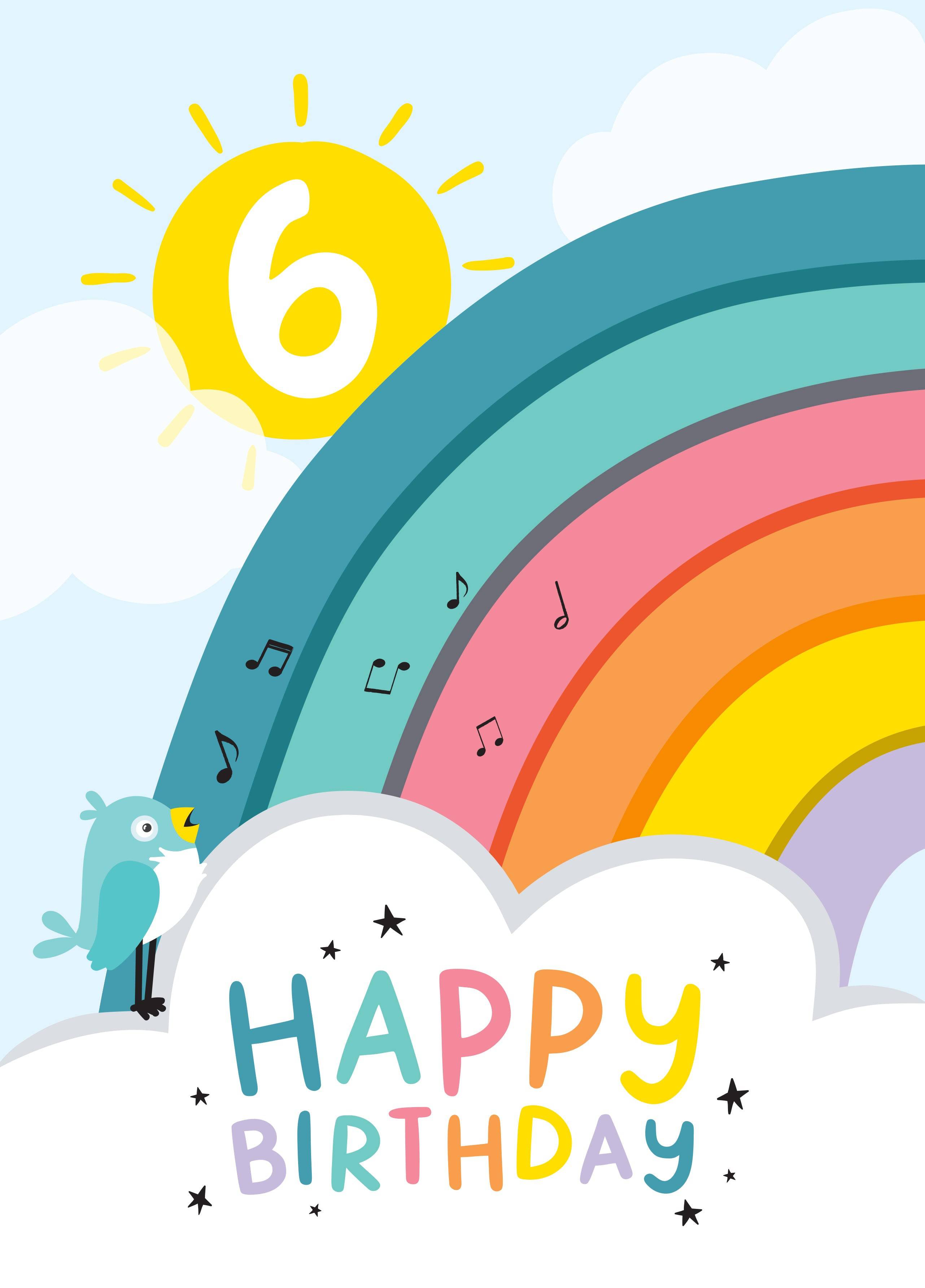 Rainbow 6th Birthday Card – Scribbler Cards & Gifts