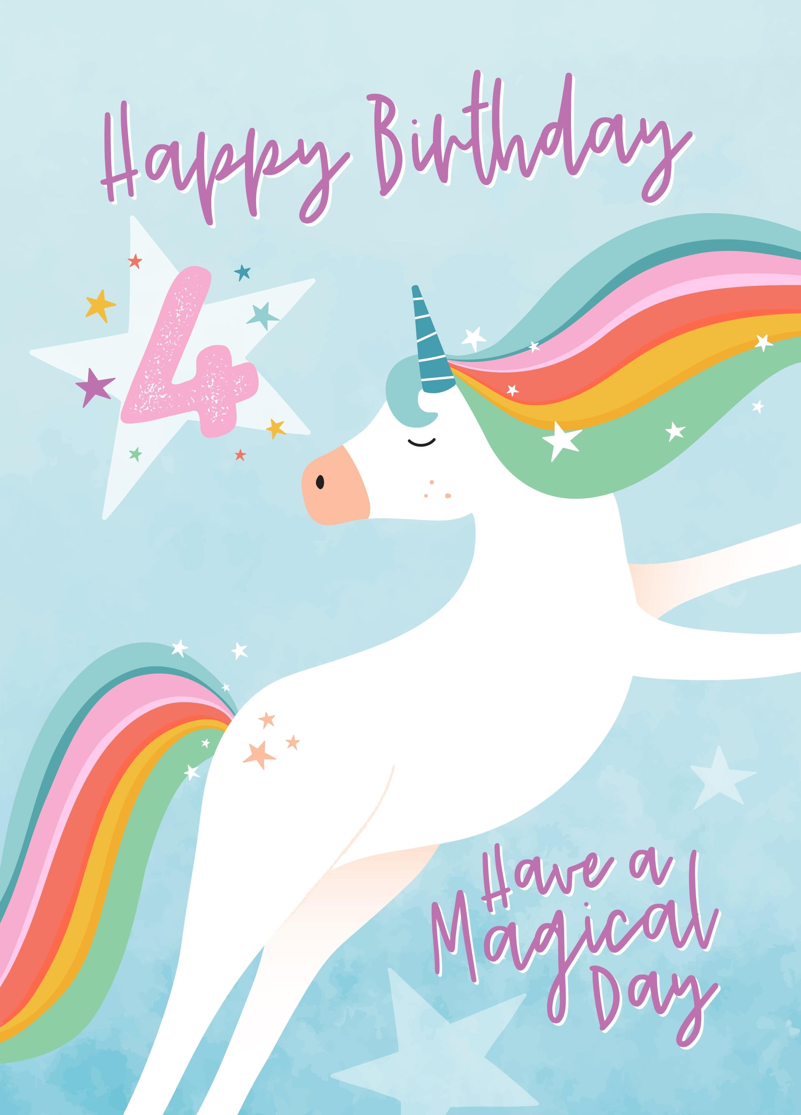 Happy Birthday Wishes With Unicorns Unicorn Birthday Card By Macie Dot