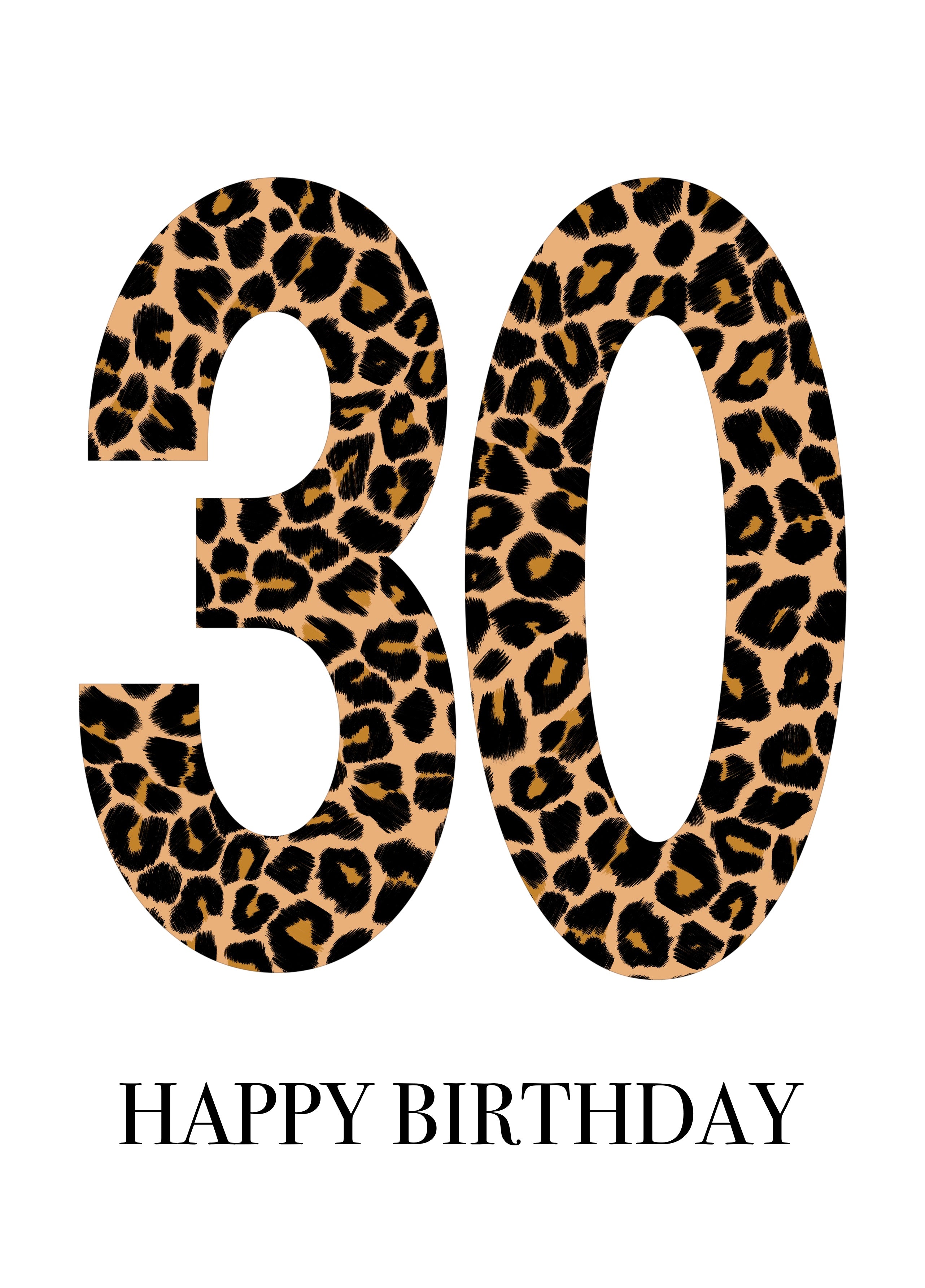 30th Birthday Leopard Print Numbers – Scribbler Cards & Gifts