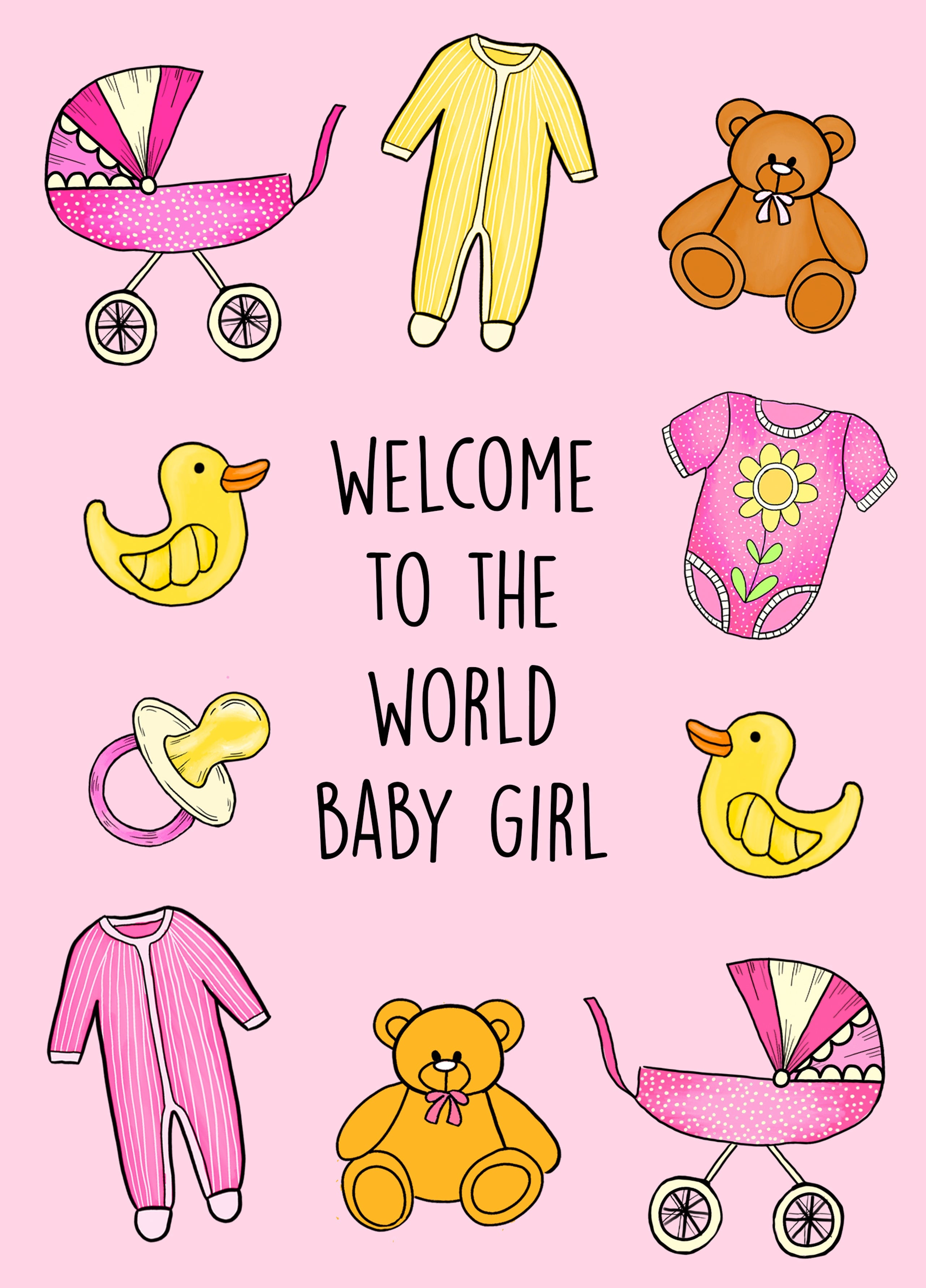 Welcome To The World Baby Girl Card – Scribbler Cards & Gifts