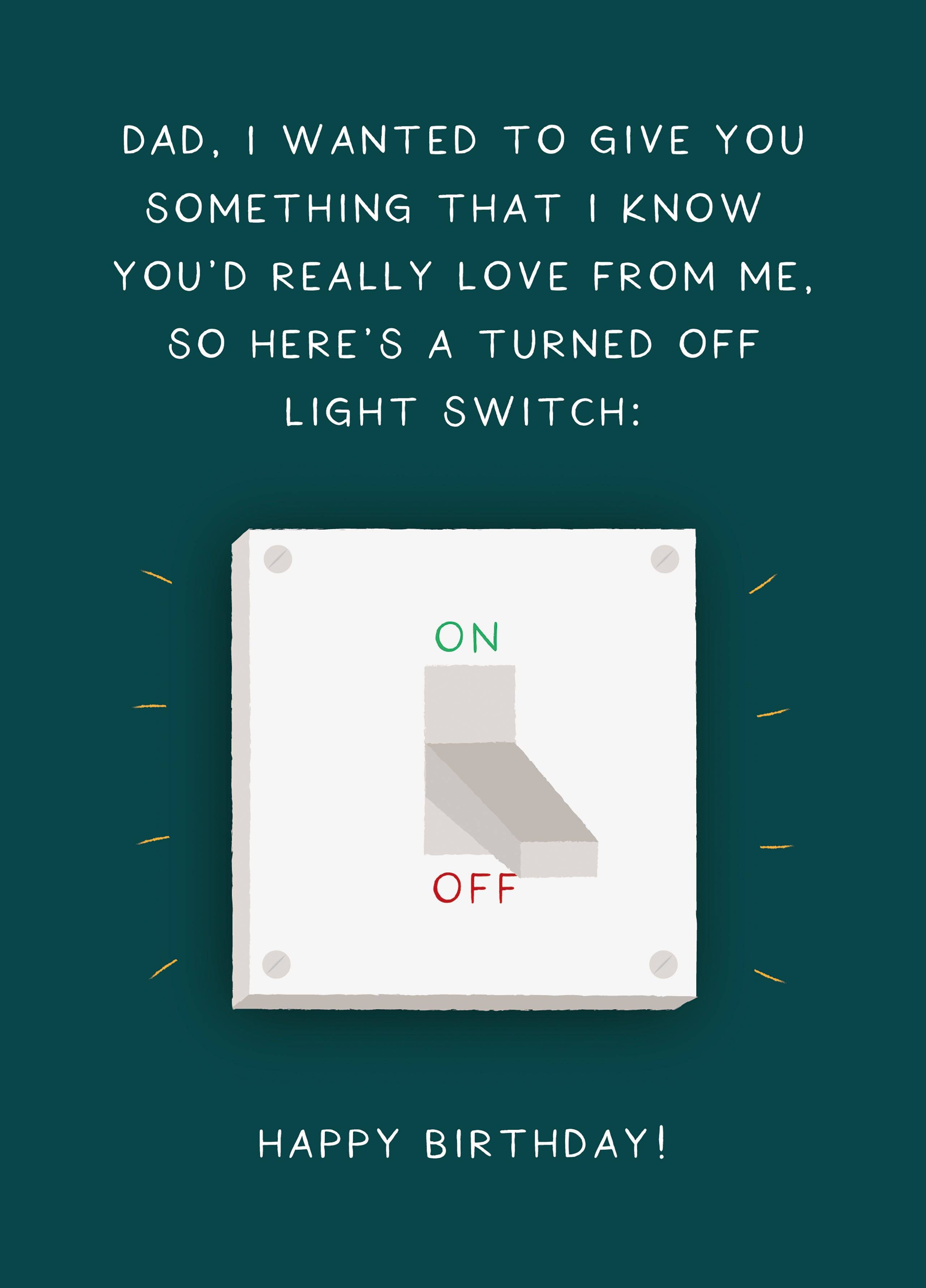 Light Switch Birthday Card For Dad – Scribbler Cards & Gifts