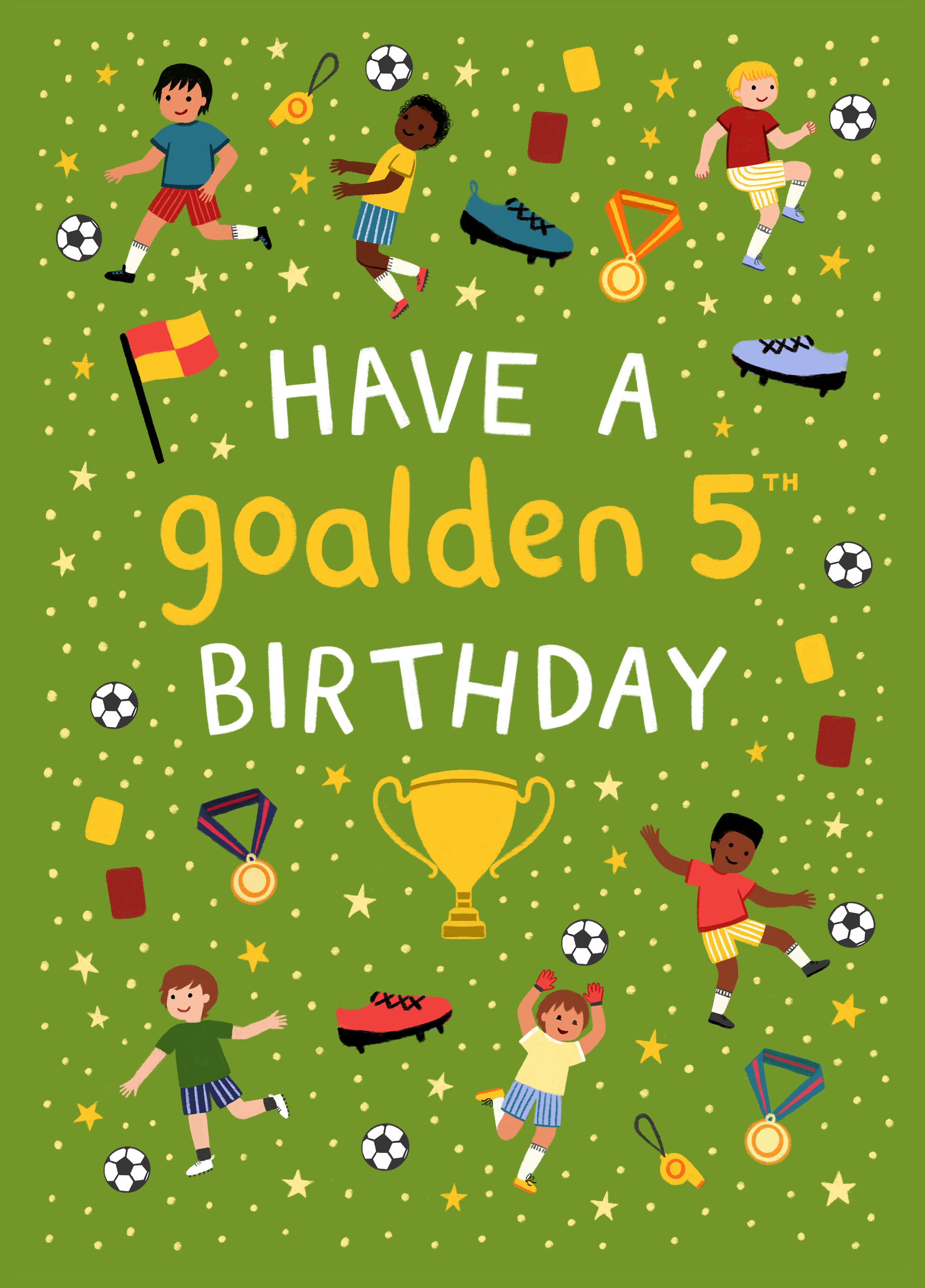 Cute Birthday Card - 5th Birthday - Football – Scribbler Cards & Gifts