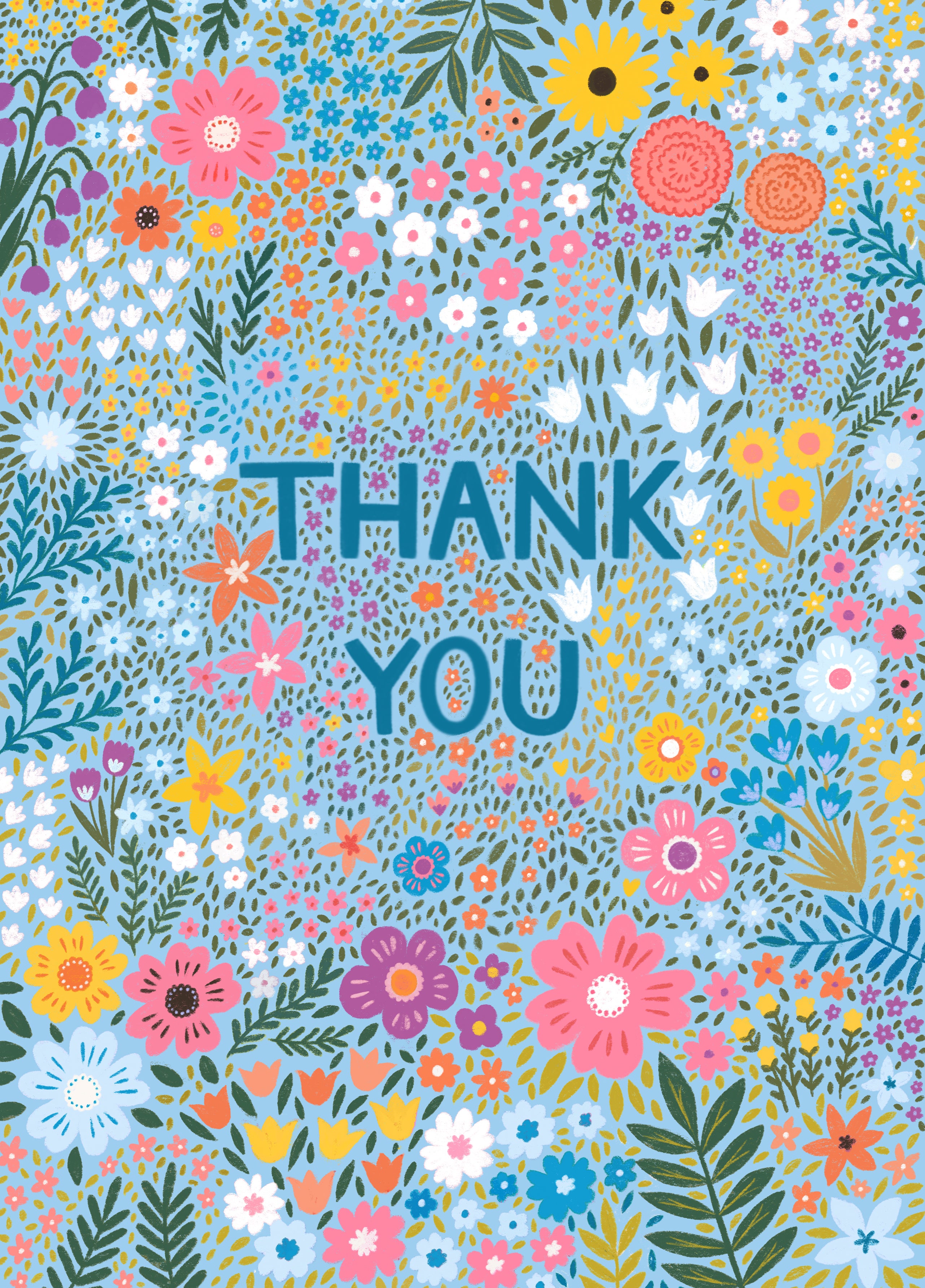 Blue Floral Thank You Card – Scribbler Cards & Gifts