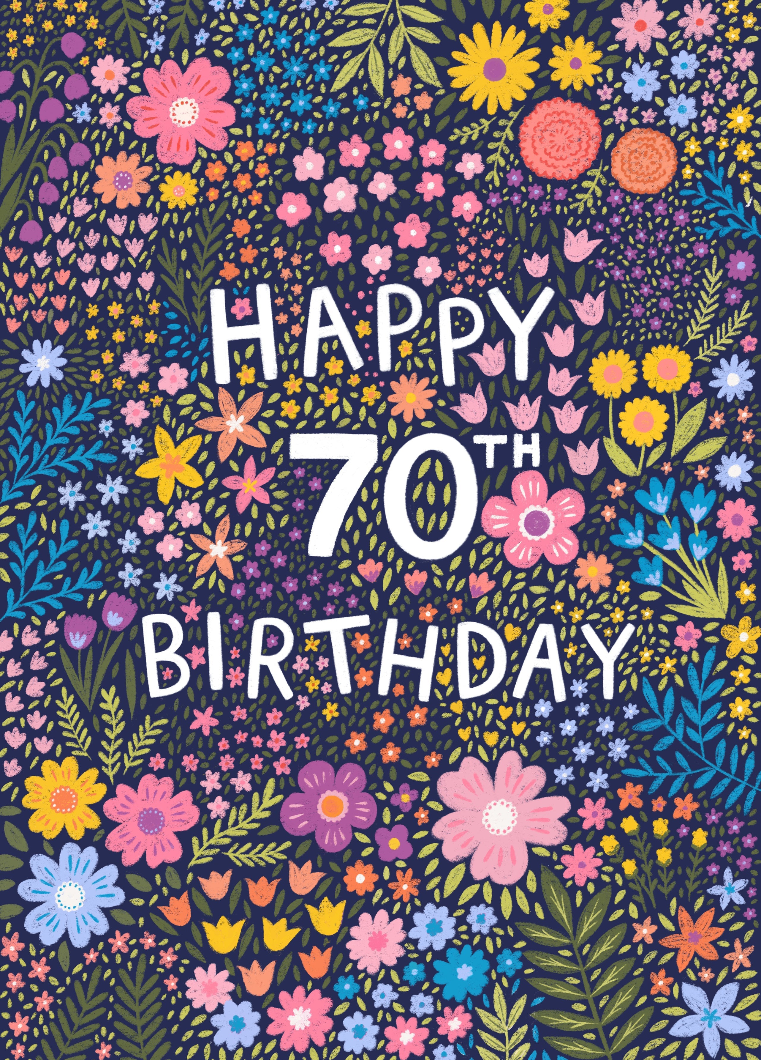 Pretty Birthday Card - Floral 70th – Scribbler Cards & Gifts