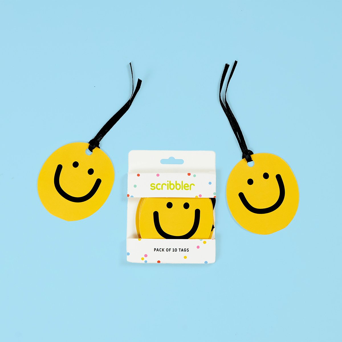 Yellow Smiley Tag Pack – Scribbler Cards & Gifts