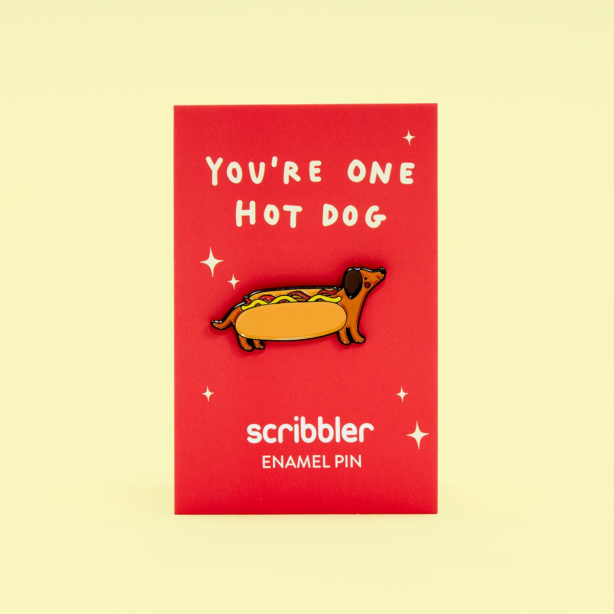 Hot Dog Pin Badge – Scribbler Cards & Gifts