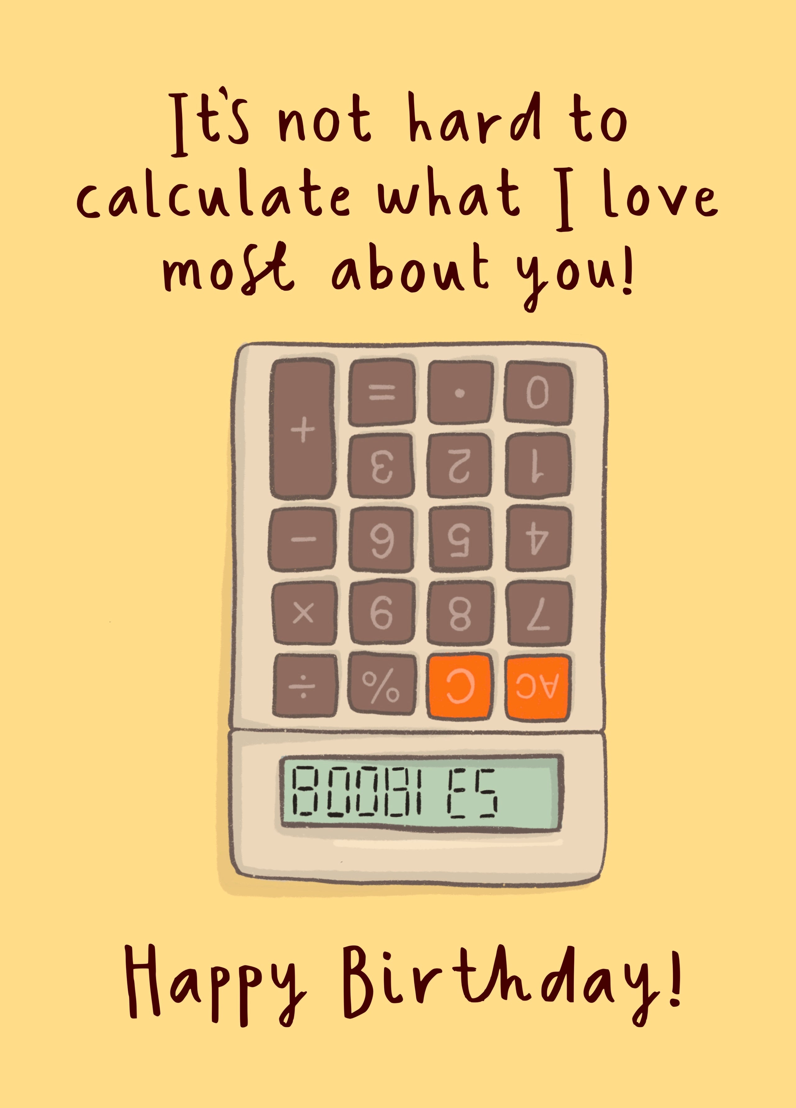 Retro Calculator Boobies Joke Birthday Card – Scribbler Cards & Gifts