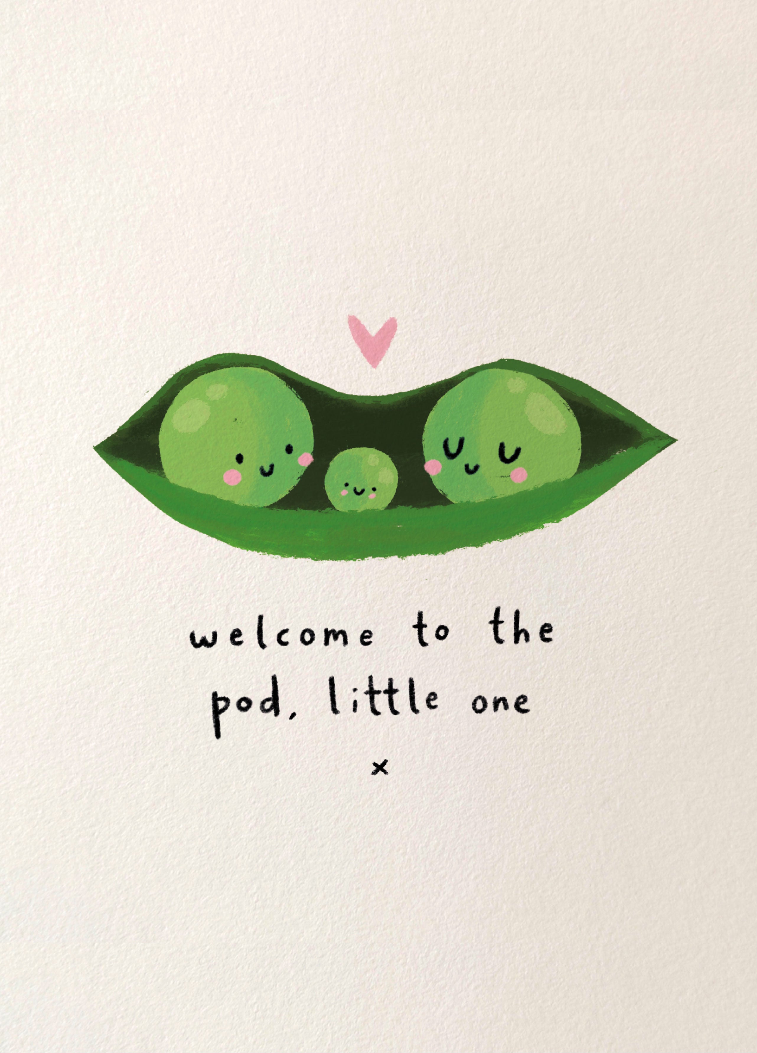 Welcome To The Pea Pod New Baby Card – Scribbler Cards & Gifts