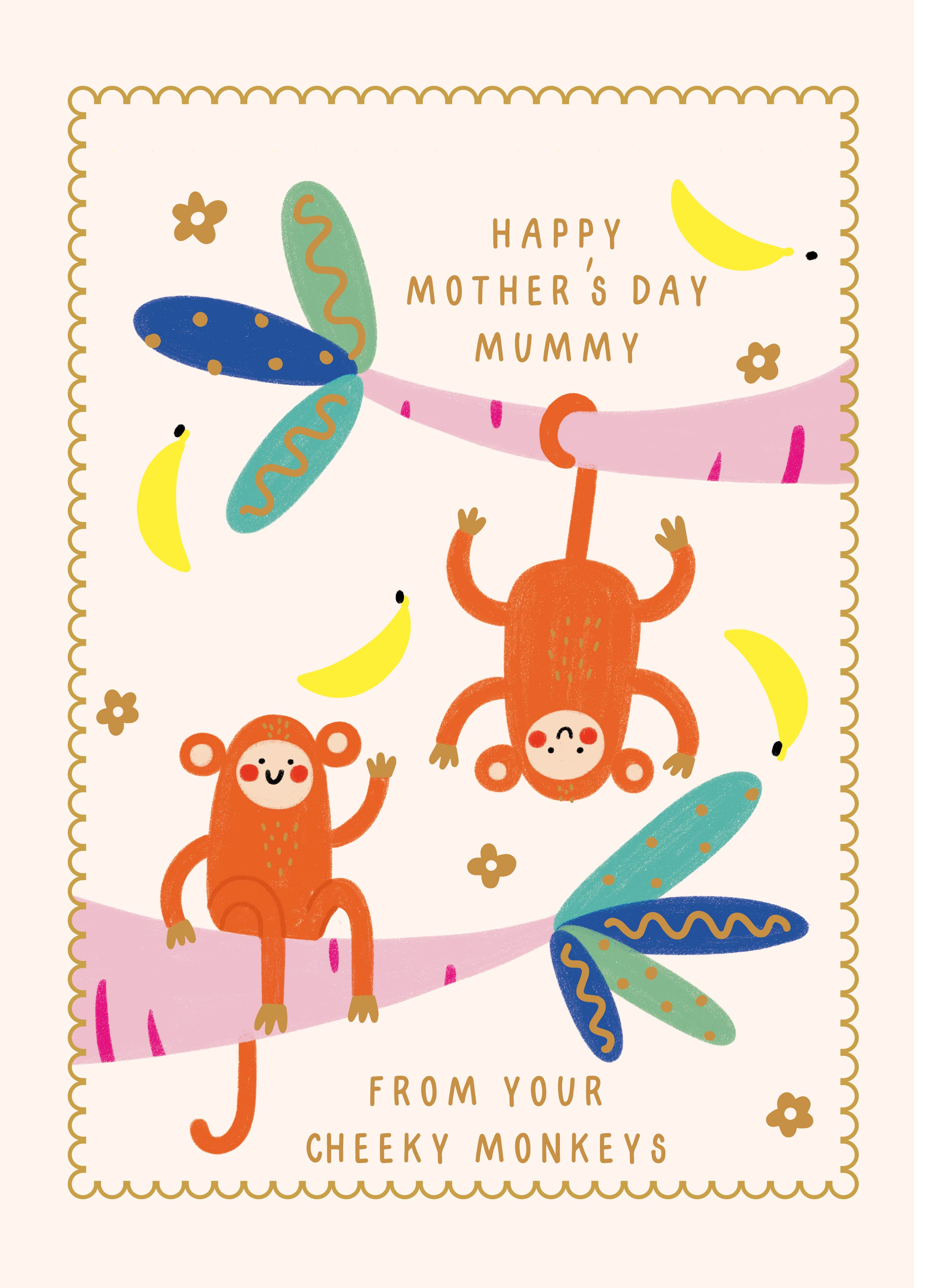 Mummy Cheeky Monkeys Mother's Day Card – Scribbler Cards & Gifts
